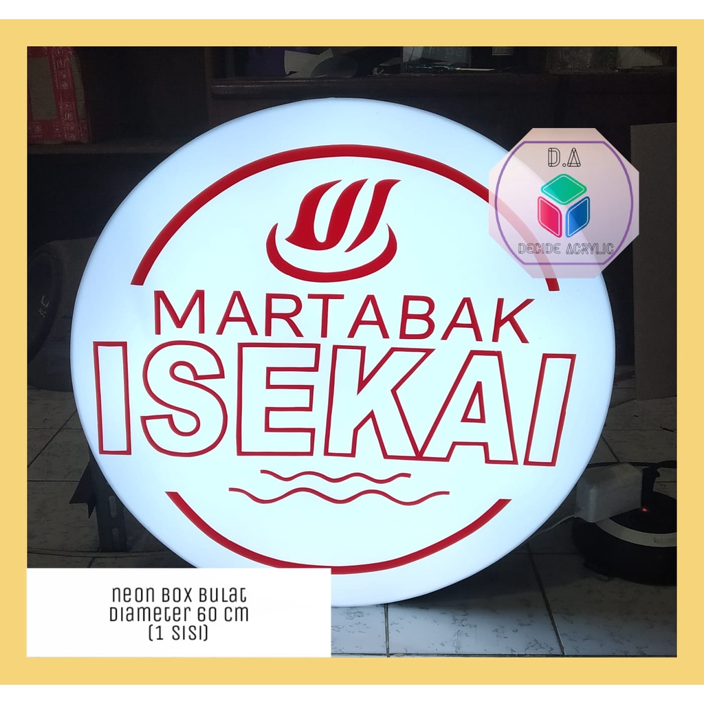 Jual Decide Acrylic Akrilik Led Neon Box Bulat Diameter 60 1 Sisi ...