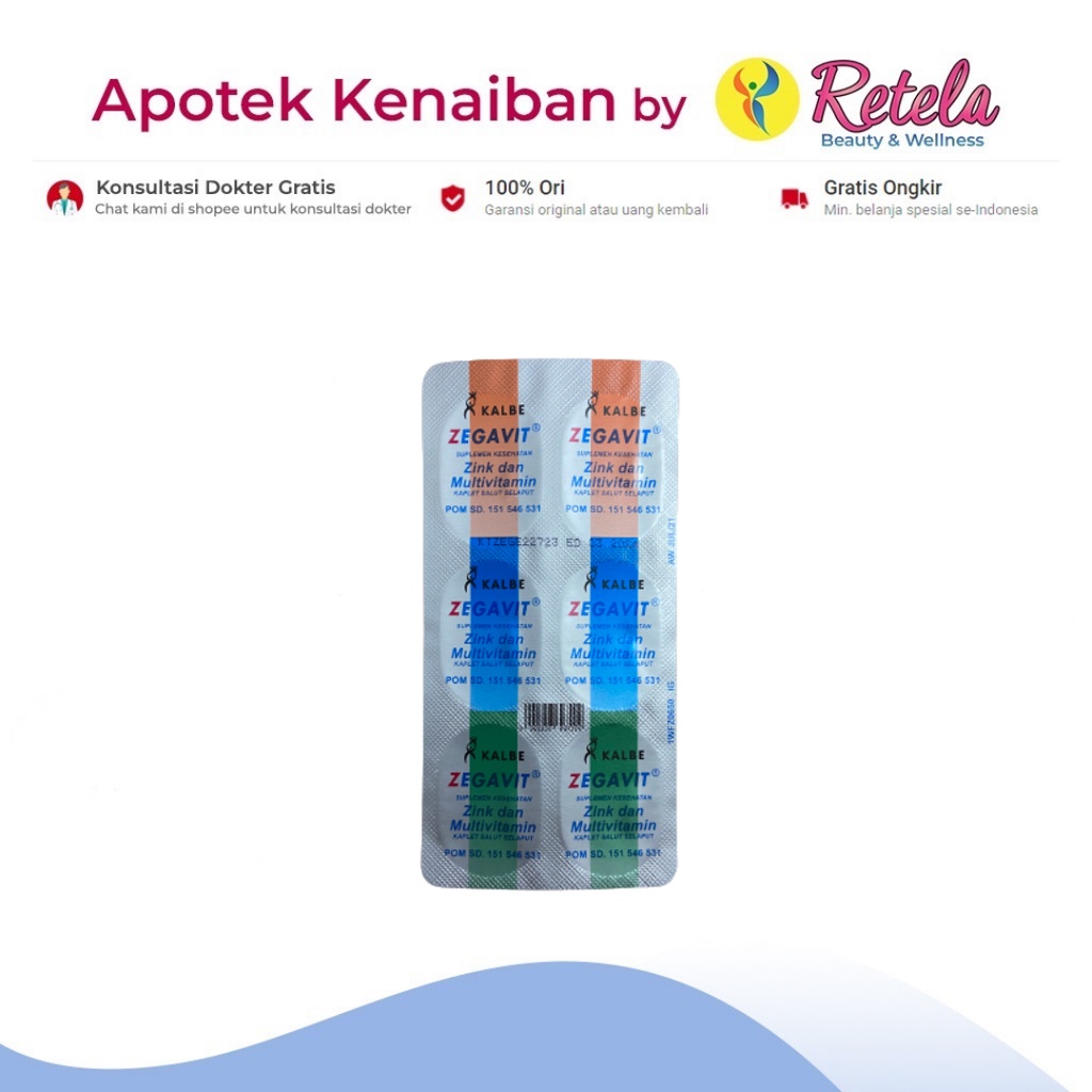 Jual ZEGAVIT 1 BLISTER ISI 6 KAPLET/ MULTIVITAMIN | Shopee Indonesia