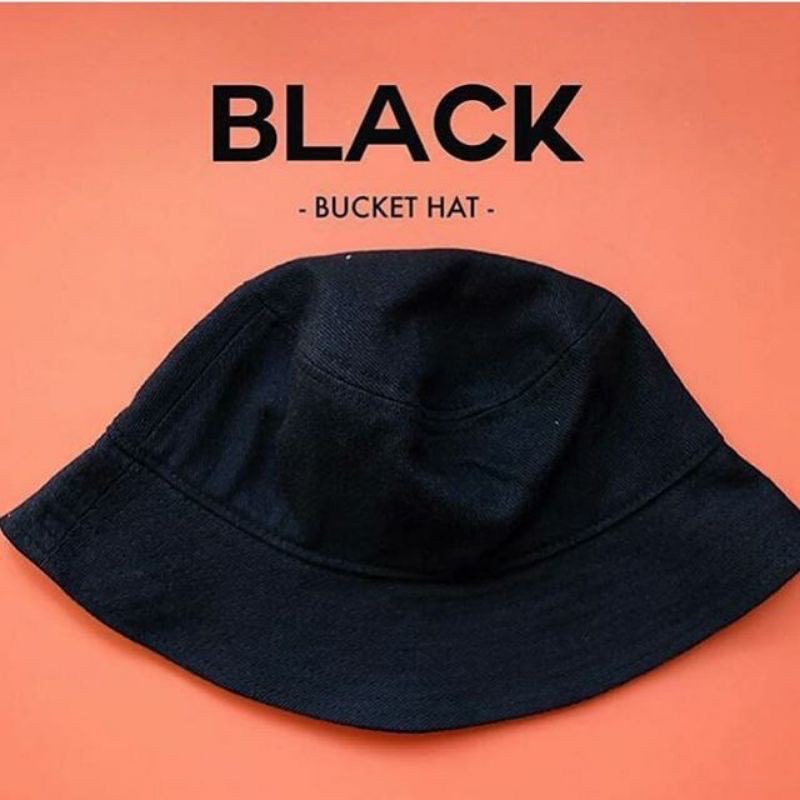 Jual HIGH QUALITY Bucket hat black topi buket hitam IMPOR TEBAL topi ...