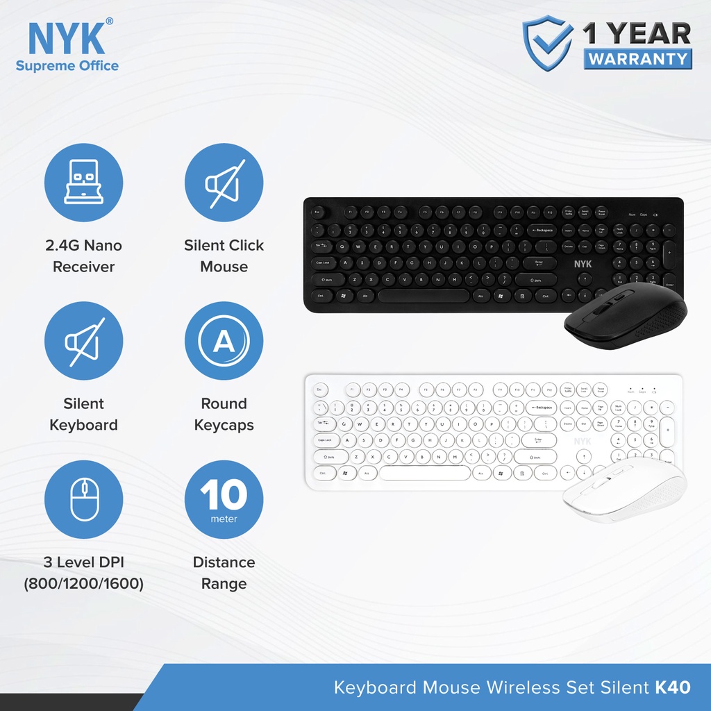 Jual NYK Mouse Keyboard K40 NYK Putih Hitam Wireless Combo Black White ...