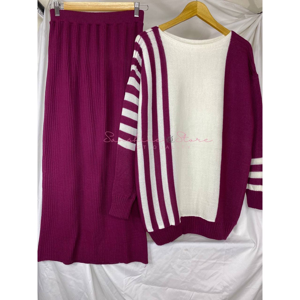 Jual One Set Setelan Wanita Rok Dan Kulot Nadin Blouse Rajut | Shopee ...