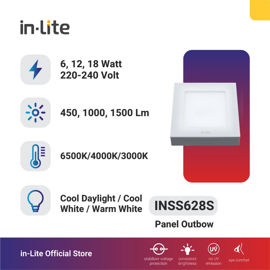 Jual IN-LITE INSS628S LAMPU DOWNLIGHT PANEL LED OUTBOW KOTAK BERGARANSI ...