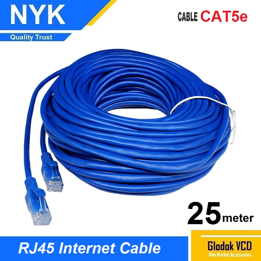 Jual NYK Cat5 25m Ethernet Network Cable / Kabel LAN UTP CAT5e | Shopee Indonesia