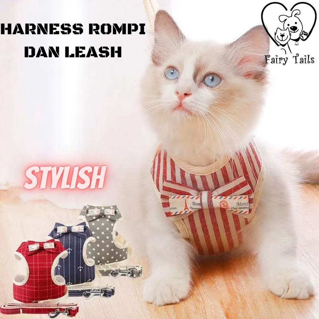 Jual Harness Tali Tuntun Anjing Kucing Rompi Model Gentleman Bowtie Jas Elegan/Pet Harness ...