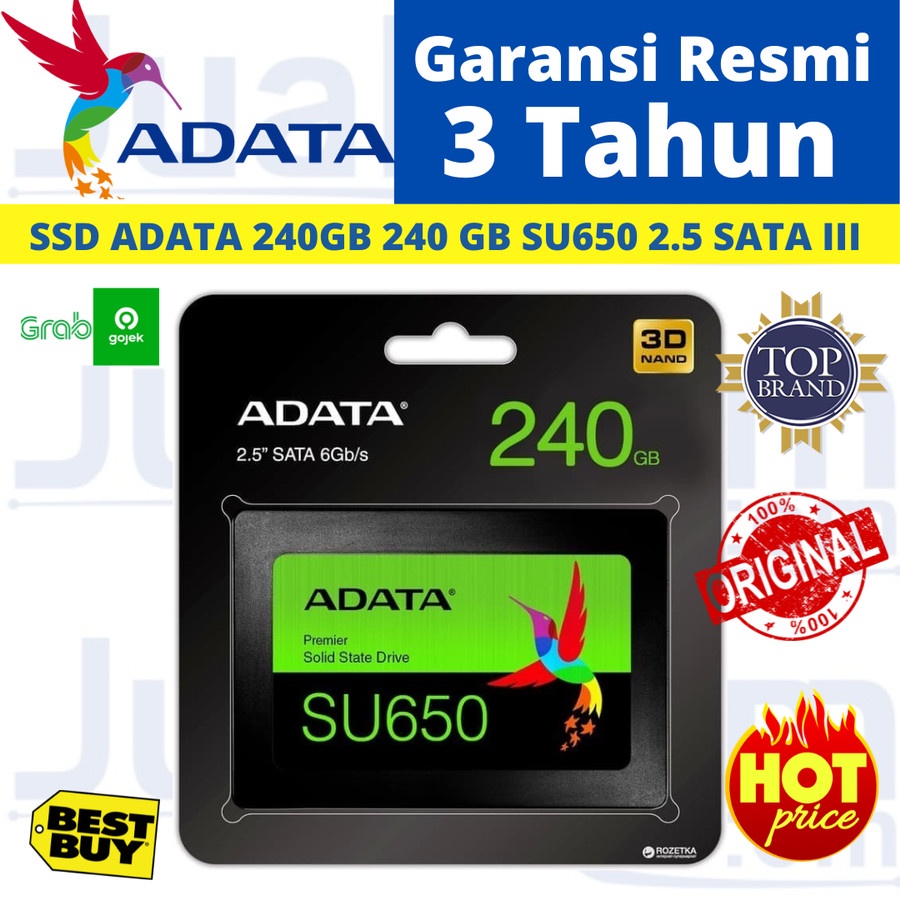 Jual SSD ADATA 240GB 240 GB SU650 2.5 SATA III RESMI | Shopee Indonesia