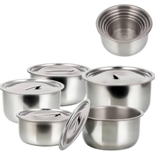 Jual TERBARU 5 PCS STOCK POT STAINLESS STEEL WARE (1 SET 5 PCS ...