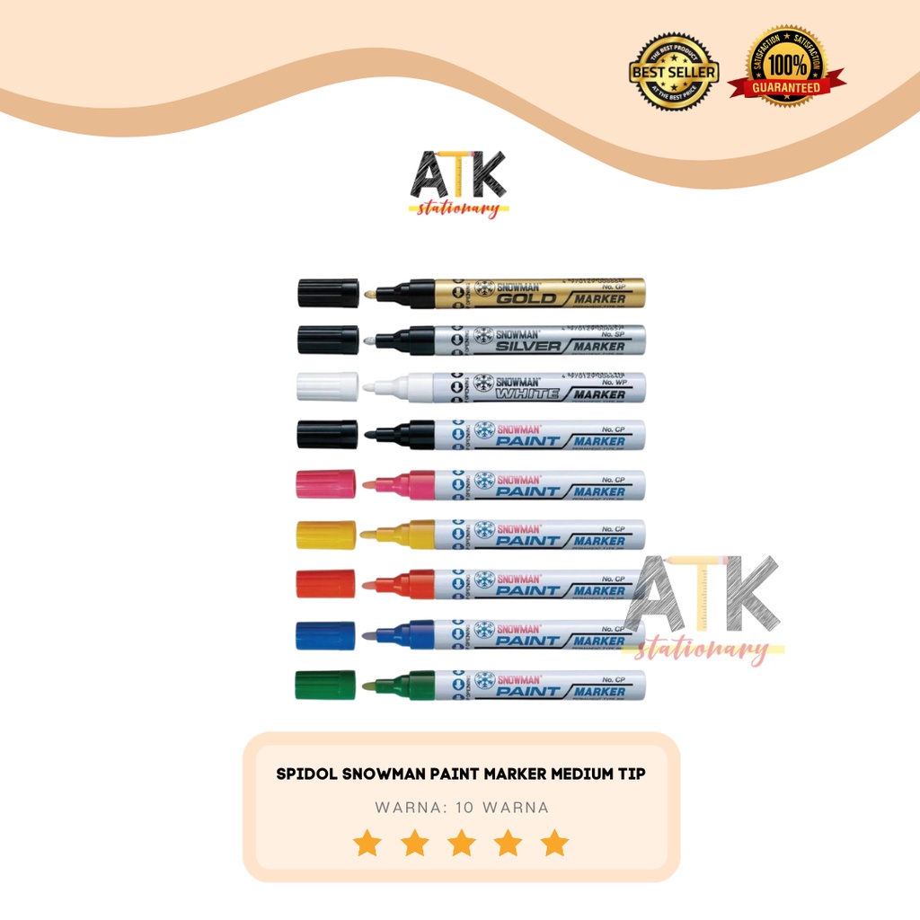 Jual Spidol Snowman Permanent Paint Marker Medium Tip Warna Warni atk ...