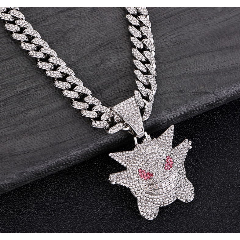 Jual Full Diamond Gengar Hip Hop Cuban Link Chain Men's European and ...