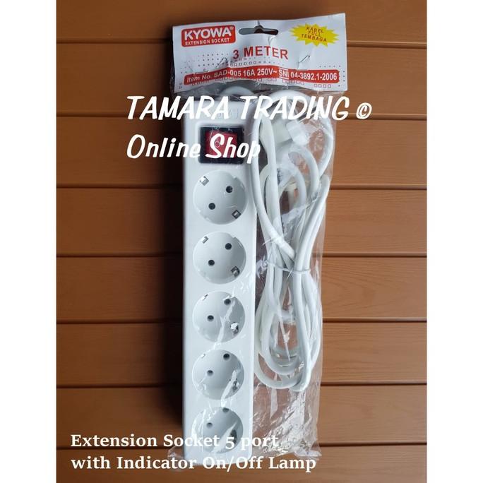 Jual HOT PROMO STOP KONTAK EXTENSION LISTRIK SNI 5 PORTS 3 METER KABEL ...