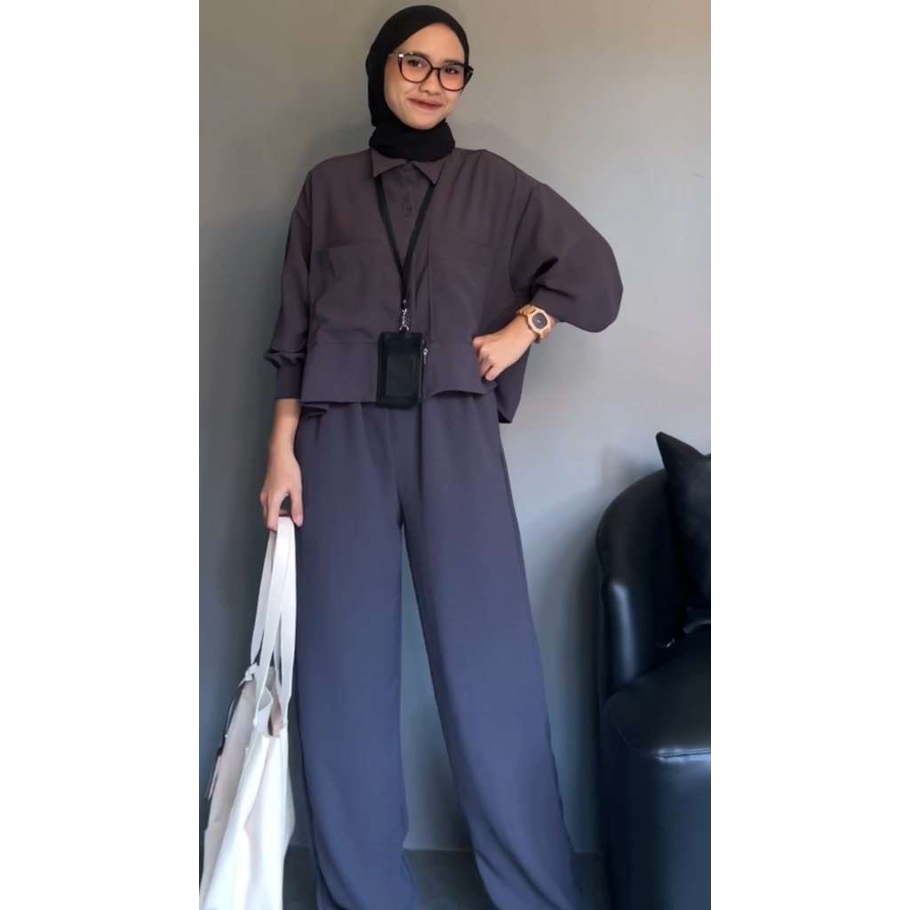 Jual Kemeja Ariana One Set Wanita – Kemeja Oversize Daily kantoran – Setelan Wanita Kemeja ...