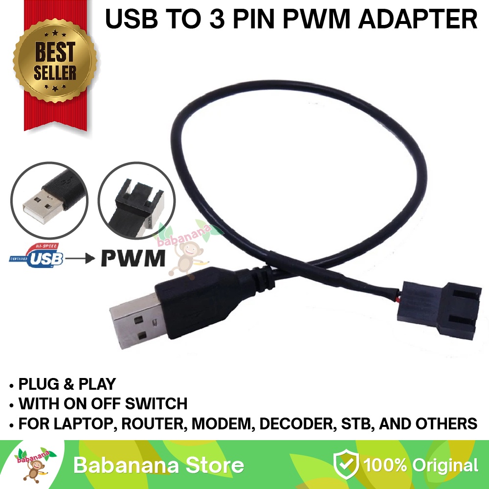 Jual Kabel Converter USB to 3 Pin PWM Fan case laptop pc adapter cable | Shopee Indonesia