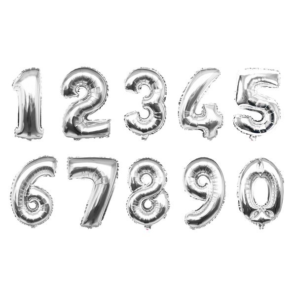 Jual (TERLARIS) BALON FOIL ANGKA SILVER UKURAN 40 CM ISI 50 PCS ...