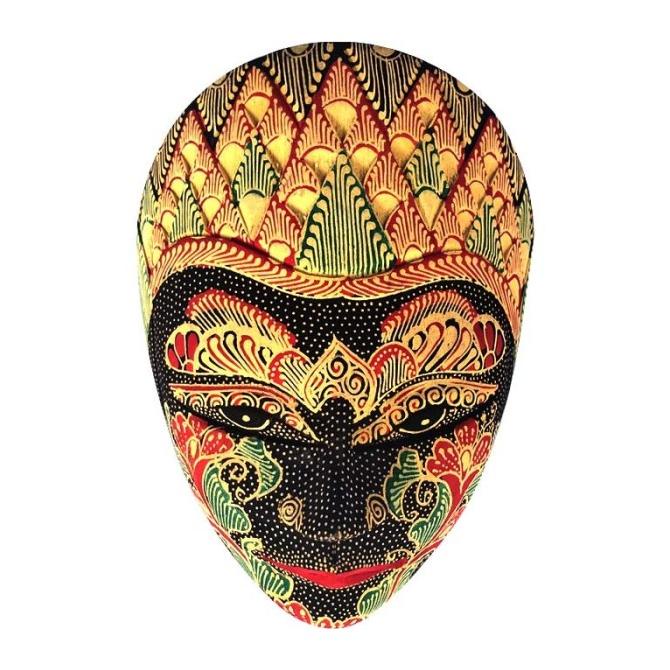 Jual Souvenir Topeng Batik Kayu Merak uk tinggi 13 cm bonus box batik ...