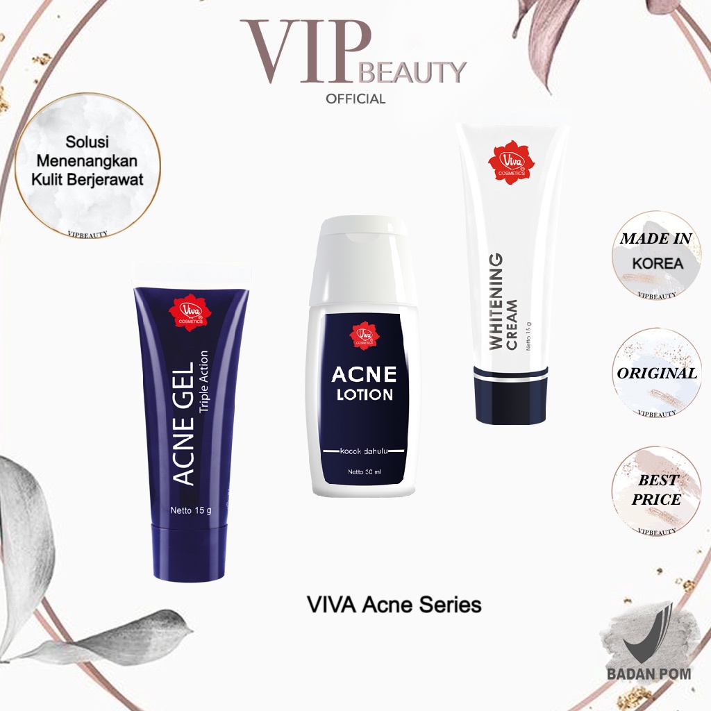 Jual VIVA Acne Gel 15g | Lotion 30ml Triple Action | Whitening Cream ...