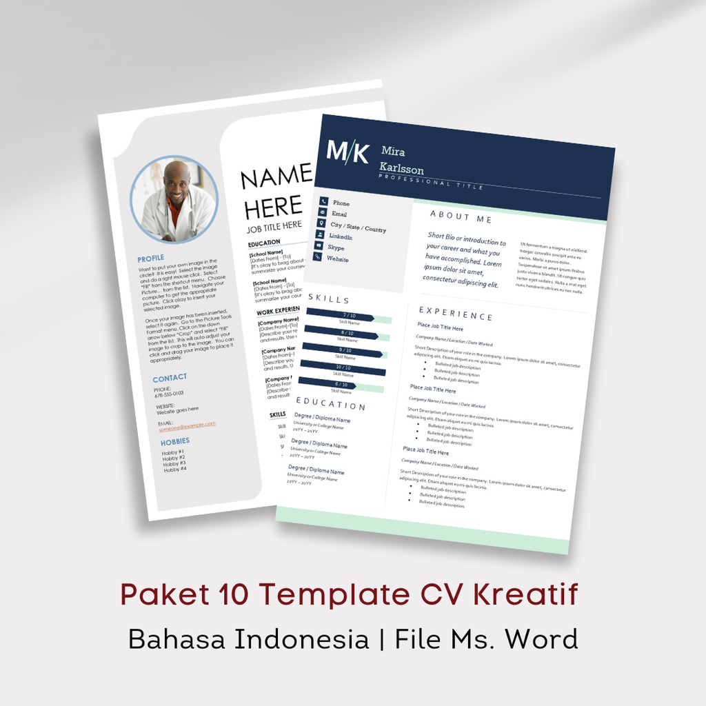Jual CV Kreatif Modern Bahasa Indonesia | Paket Template | Shopee Indonesia
