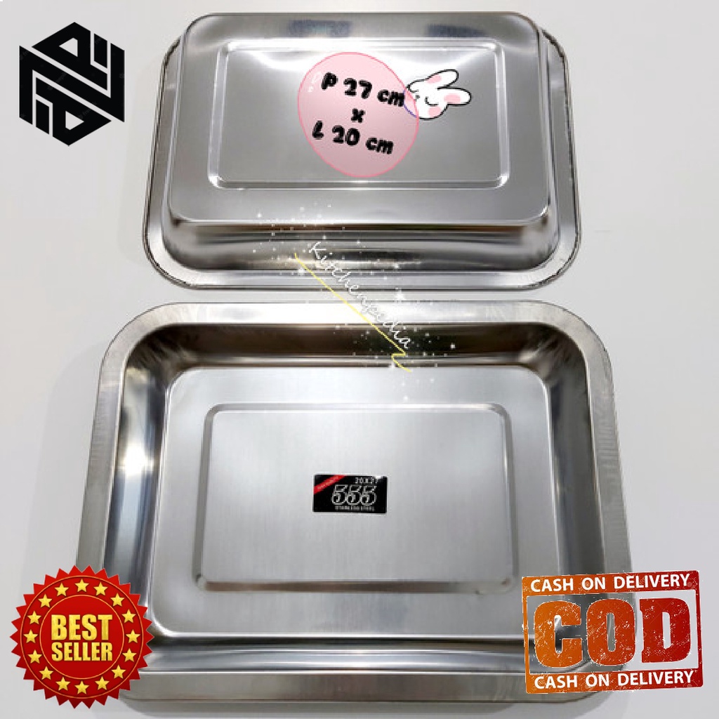 Jual nampan baki stainless ukuran 27 cm x 20 cm baqi nampan tepak ...