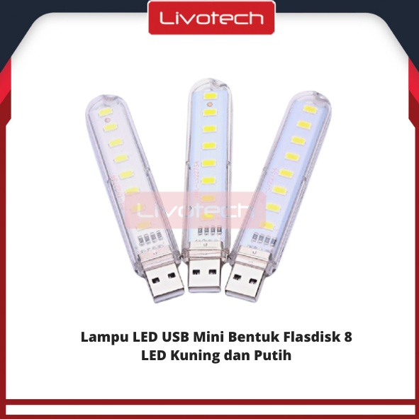 Jual Lampu LED USB Mini bentuk Flashdisk 8 Mata LED Lampu Emergency ...