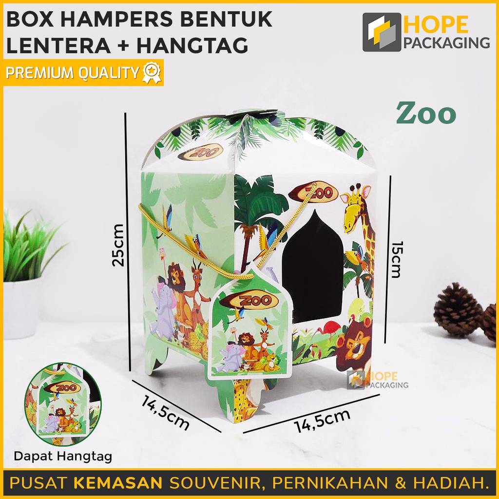 Jual PAKET Box Parcel ulang tahun Bentuk Lentera motif animal + Hangtag ...