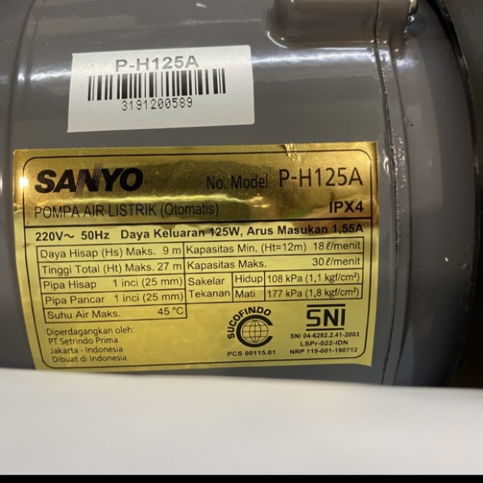 Jual MESIN SANYO P-H125 OTOMATIS/ MESIN POMPA AIR OTOMATIS 125WATT #ORIGINAL | Shopee Indonesia