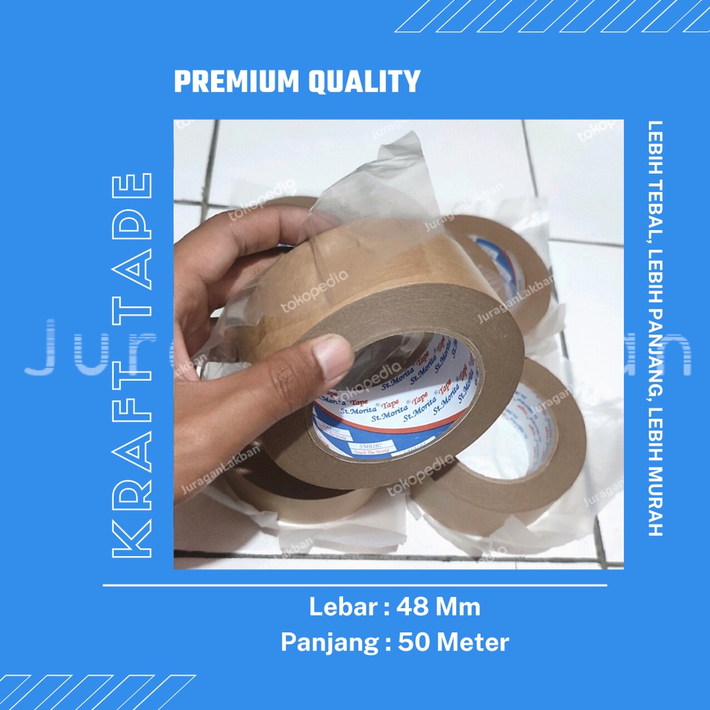 Jual Lakban Kraft Tape Besar 48mm x 50 Meter Premium / lakban kertas ...