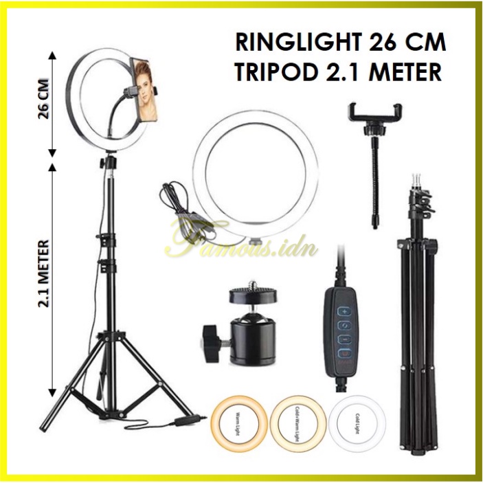 Jual FMS PAKET RING LIGHT TRIPOD 26CM 26 CM TRIPOD TRIPOT 2.1M LENGKAP MURAH STAND PHONE HOLDER ...