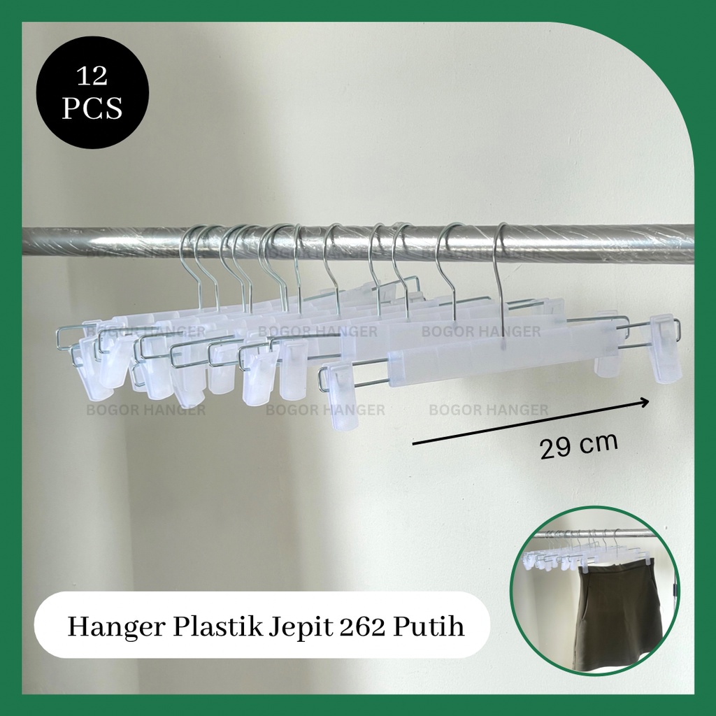Jual (PER 12 PCS) Hanger Jepit Celana Rok 262 Besi Plastik Warna Putih ...