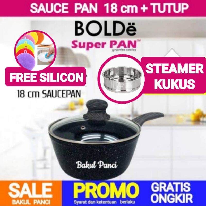 Jual BOLDe SUPER PAN SAUCE PAN 18 CM + LID DARK NIGHT BLACK GRANITE ...