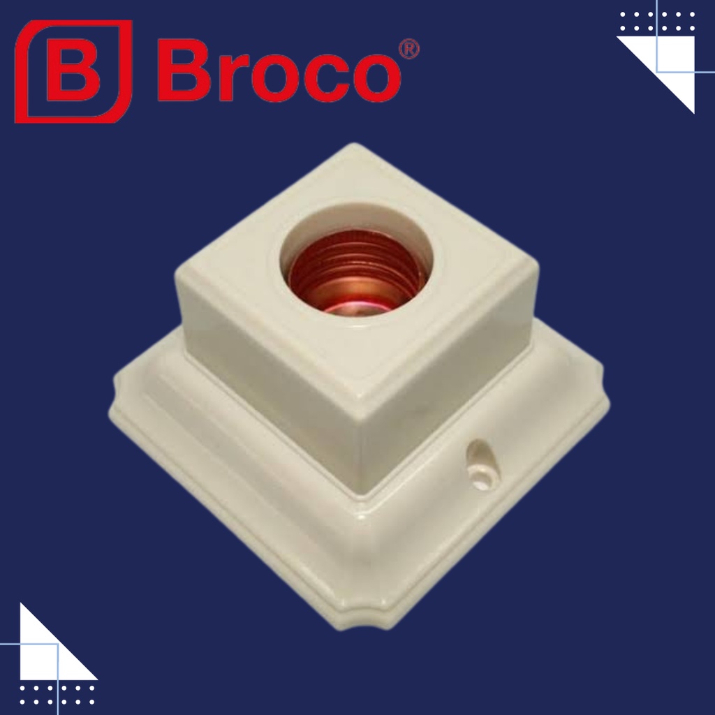 Jual BROCO FITTING PLAFON LAMPU E27 BULAT PUTIH BULAT CREAM 1212 ...