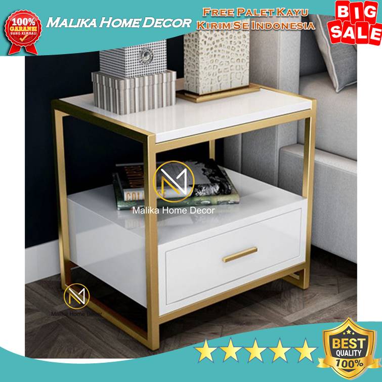 Jual nakas modern drawer minimalis beside table meja samping kaki besi ...