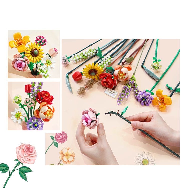 Jual [COD] Mainan Anak Balok Susun Model Flower Bunga Rakitan Buket ...