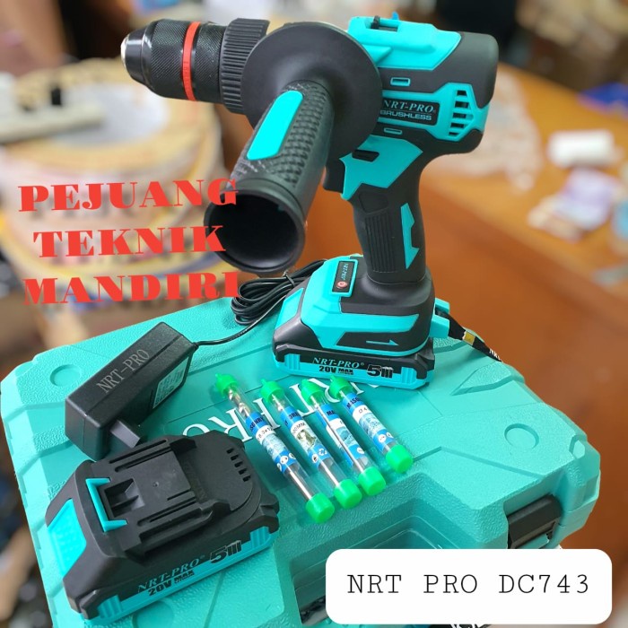 Jual Produk Terbaru Bor Cordless Nrt Pro Dc 743 Set Brushless Impact ...