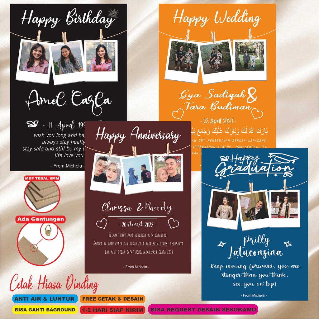Jual CETAK POTO MDF / KADO ULANG TAHUN / KADO ANNIVERSARY / WEDDING ...