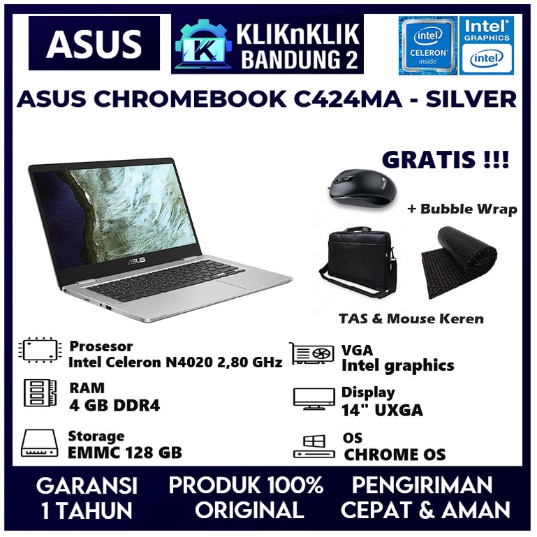 Jual LAPTOP CHROMEBOOK ASUS C424MA INTEL N4020 RAM 4GB BARU | Shopee ...