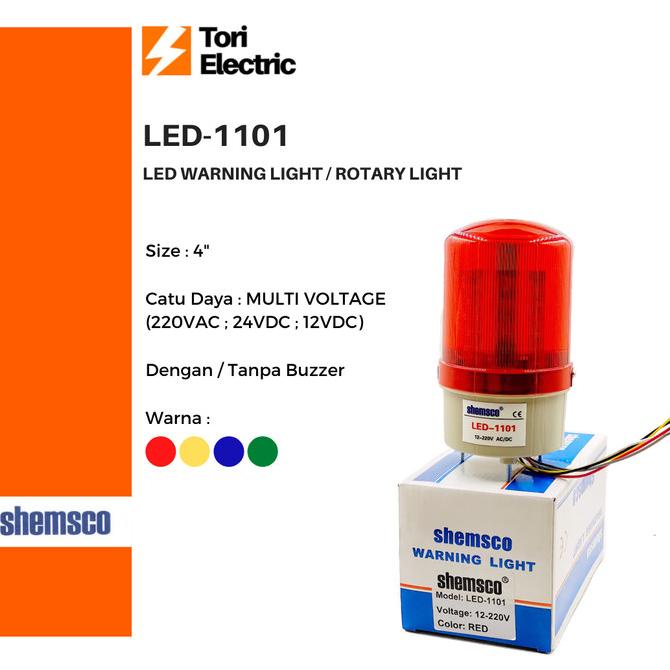 Jual JUAL Shemsco Warning Light Rotary 4 Inch 4" LED BUZZER LED-1101 | Shopee Indonesia