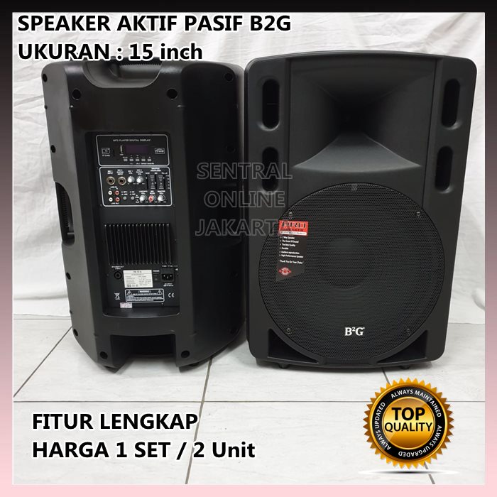 Jual SPEAKER AKTIF PASIF B2G 15 inch 15in 1 SET/ 2 Unit LCD Bluetooth 15" | Shopee Indonesia