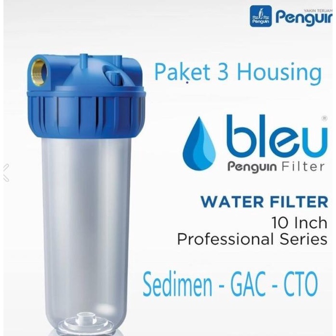 Jual Paket Filter Air 3 Housing Bleu Professional Penguin - Drat ...