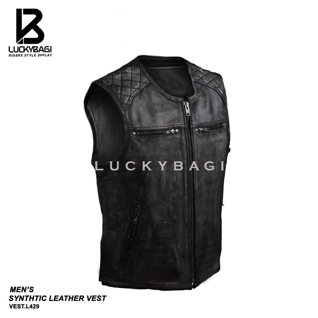 Jual Rompi Vest Kulit Rompi Kulit Sintetis Rompi Motor Leather Vest ...
