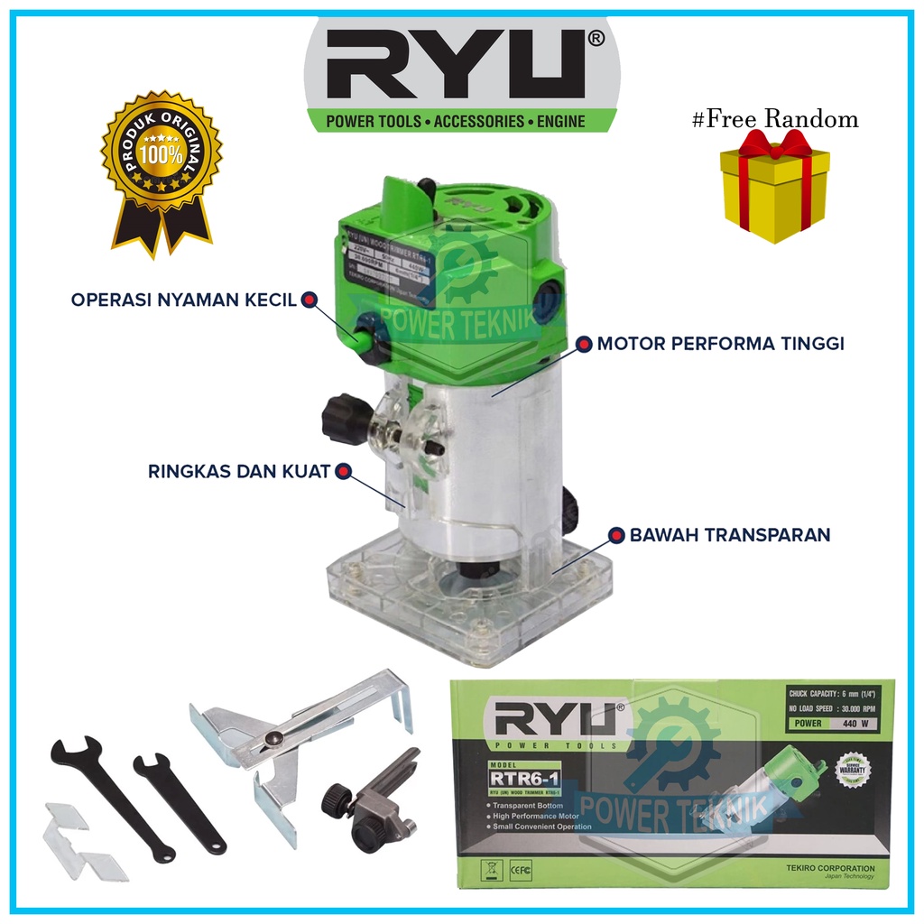 Jual Mesin Profil Router Trimer Kayu RYU RTR 6-1 Wood Trimmer RTR6-1 ...