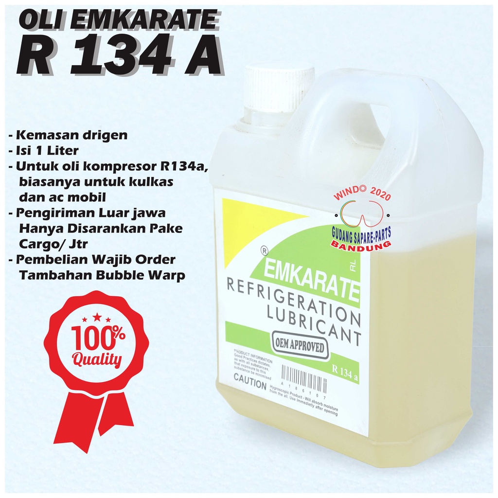 Jual OLI OIL KOMPRESOR EMKARATE R134 A REFRIGRATION LUBRICANT | OLI AC ...