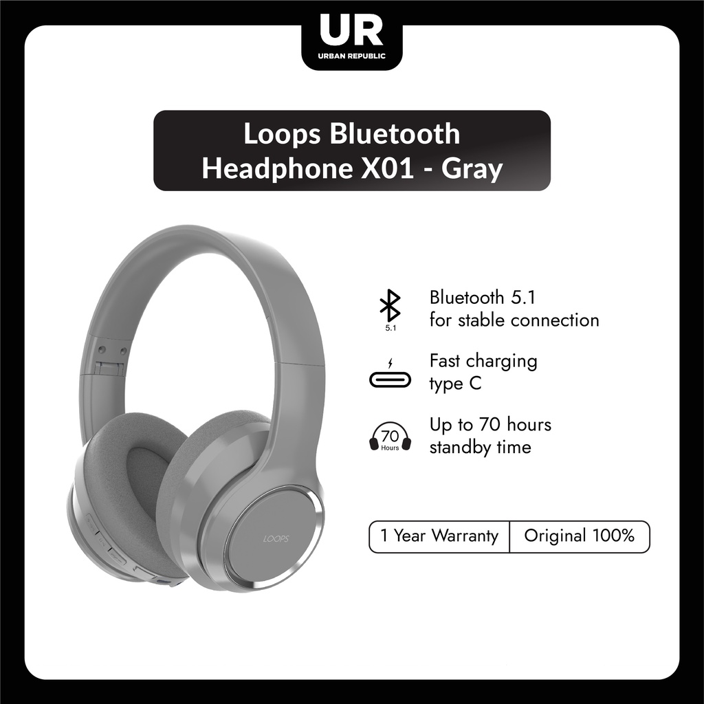 Jual Loops Bluetooth Headphone X01 Gray | Shopee Indonesia
