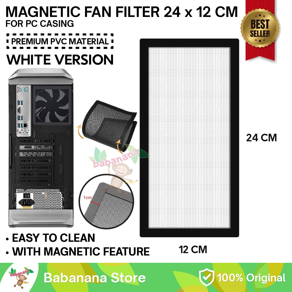 Jual Magnetic Pc Fan Dust Filter Debu Kipas 12x24cm Magnet Casing Putih ...