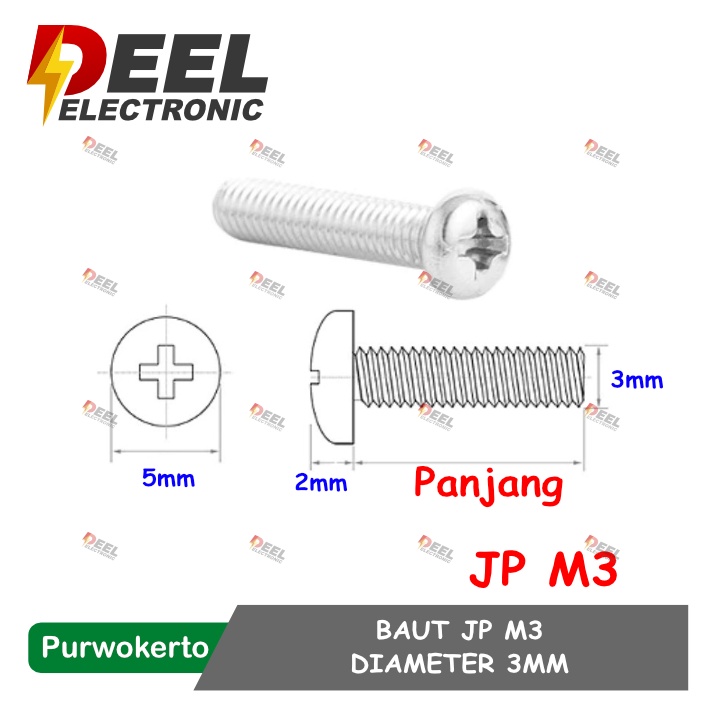Jual BAUT JP M3 PUTIH BAUT 3MM KEPALA BULAT BAUT JP3 KEMBANG PLUS 10PCS | Shopee Indonesia