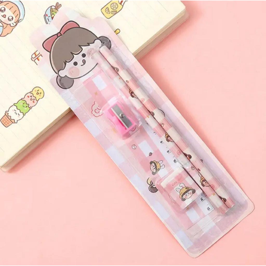 Jual MM Set Alat Tulis Anak Karakter Lucu Alat Tulis Set 5in1 Paket ...
