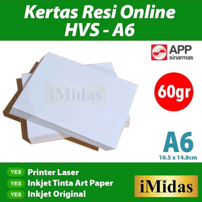 Jual Kertas HVS 70gram Resi Online A6 1rim / 500 lembar (1Rim) | Shopee ...