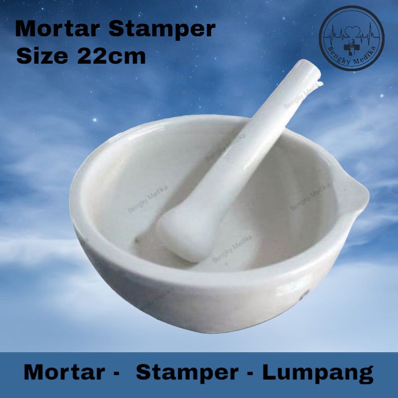 Jual Mortar 22cm Stamper 22cm Lumpang Penumbuk Obat Mortal Penggerus ...