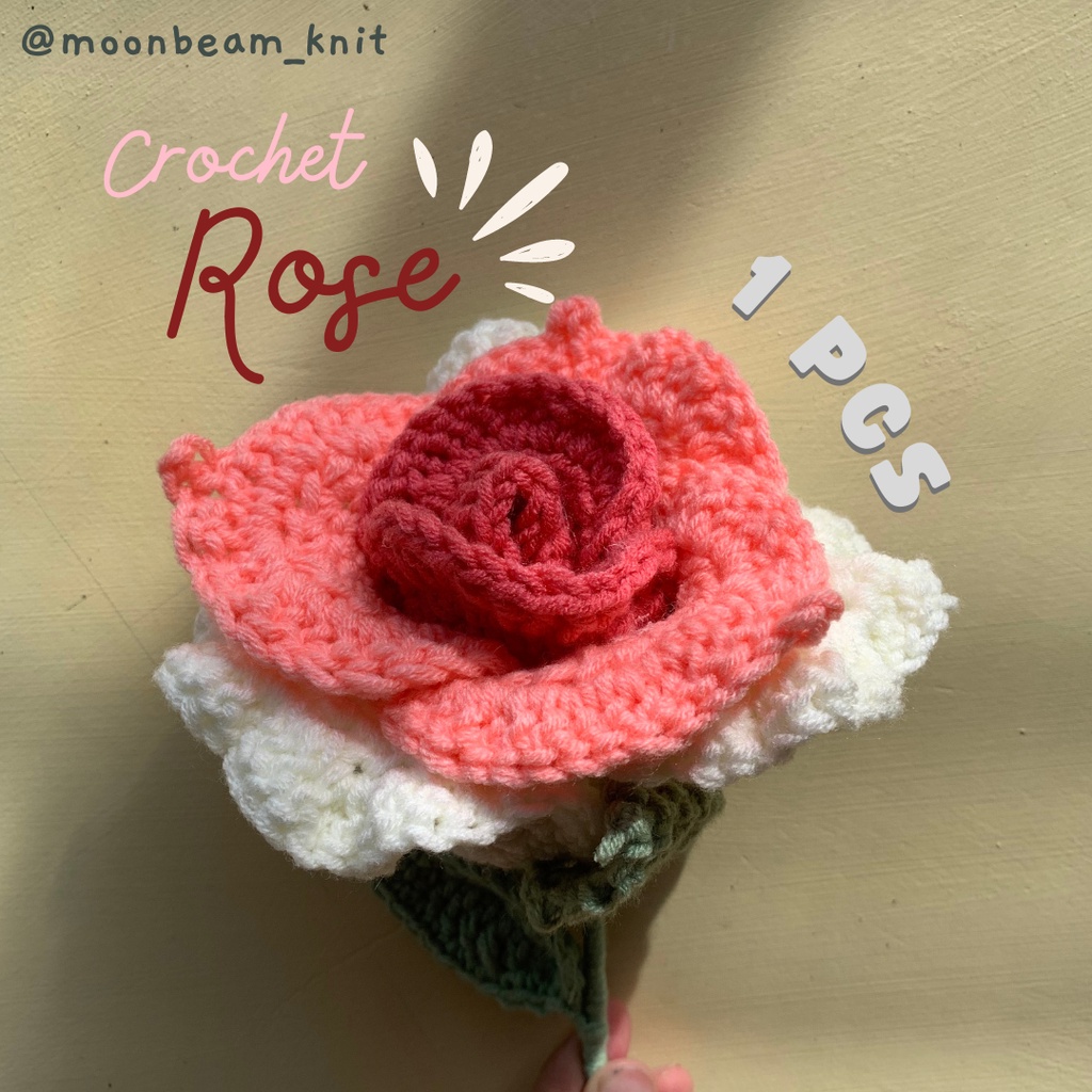 Jual MAWAR Bunga Rajut / Rose Flower Crochet (HARGA 1 PCS) | Shopee ...
