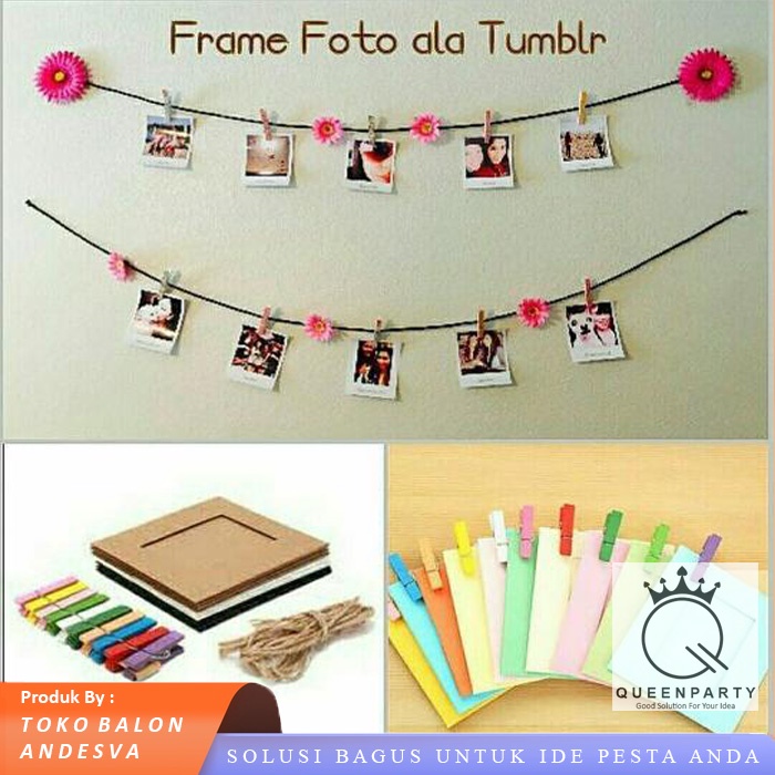 Jual Frame foto gantung warna warni / frame photo kertas / hanging foto ...