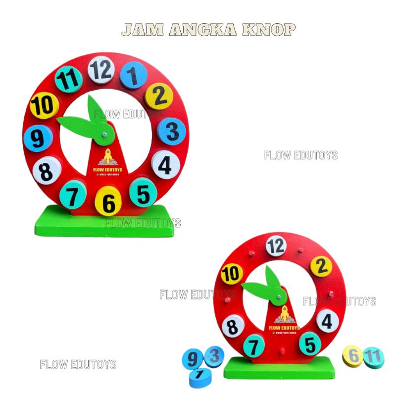 Jual Jam Angka Timbul / Jam Kayu Anak Paud / Mainan Edukasi Jam Angka ...