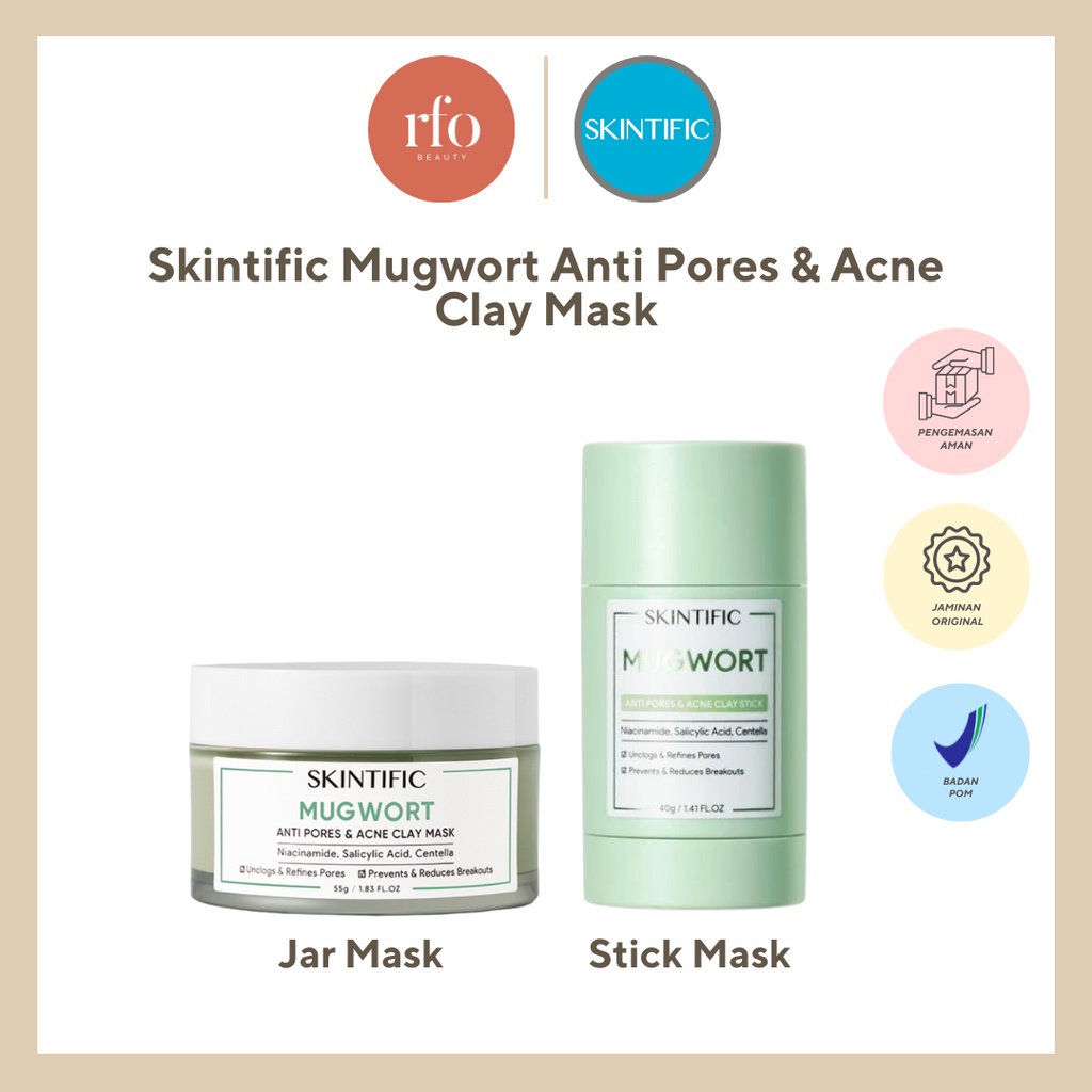 Jual SKINTIFIC Mugwort Mask Anti Pores & Acne Clay Mask Pore Clarifying ...