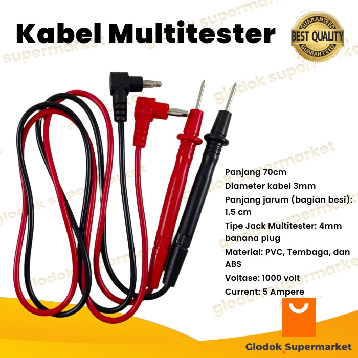 Jual Kabel Multitester Multimeter 1000v Banana Plug Jarum Probe Tester ...